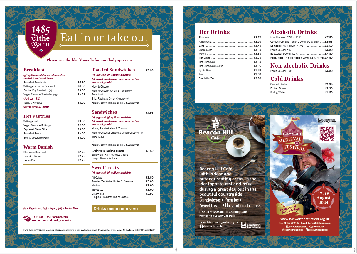 1485 Tithe Barn Café | Bosworth Battlefield Heritage Centre